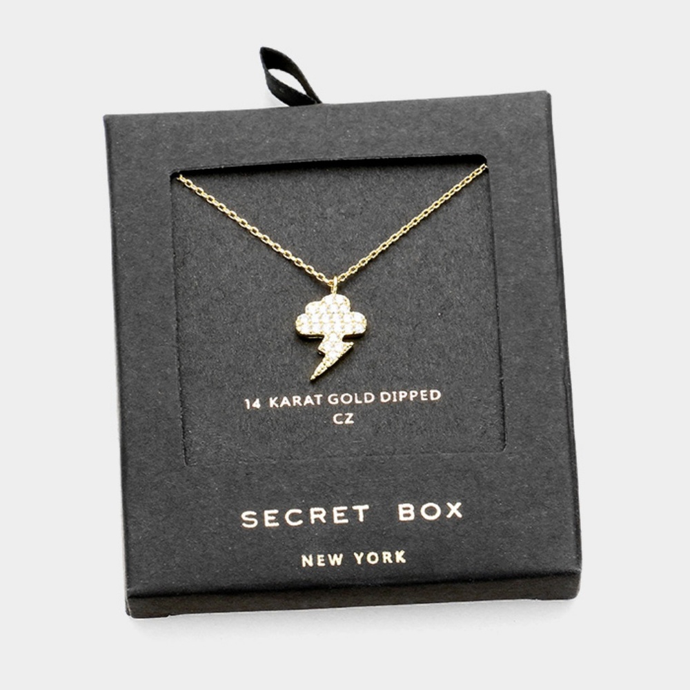 14k Gold Dipped Thunderbolt Pendant Necklace - Gem